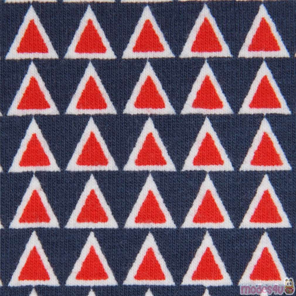 organic stretch knit fabric with white red navy blue triangle by ...