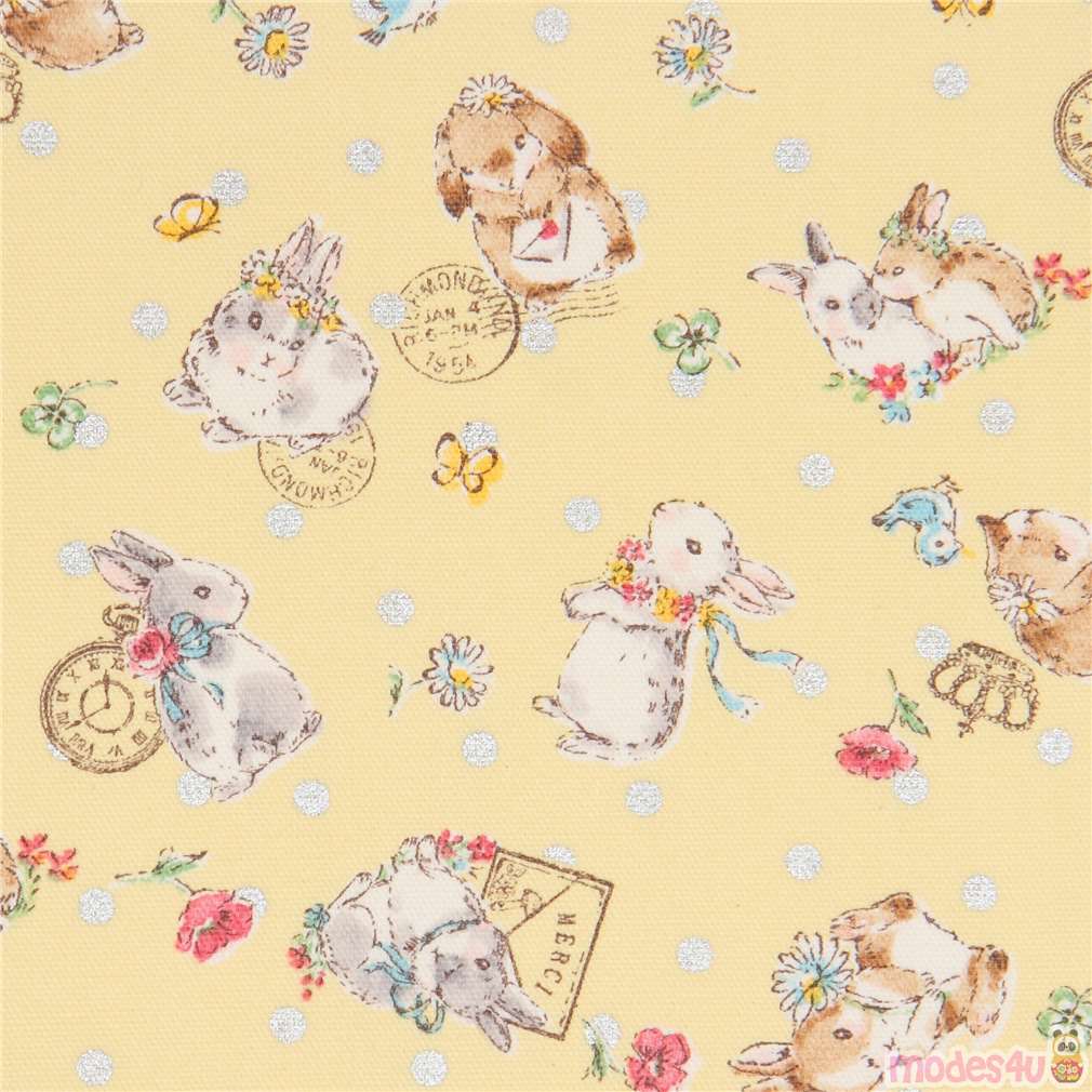 oxford fabric with Easter bunny rabbits by Kokka Fabric by Kokka - modes4u
