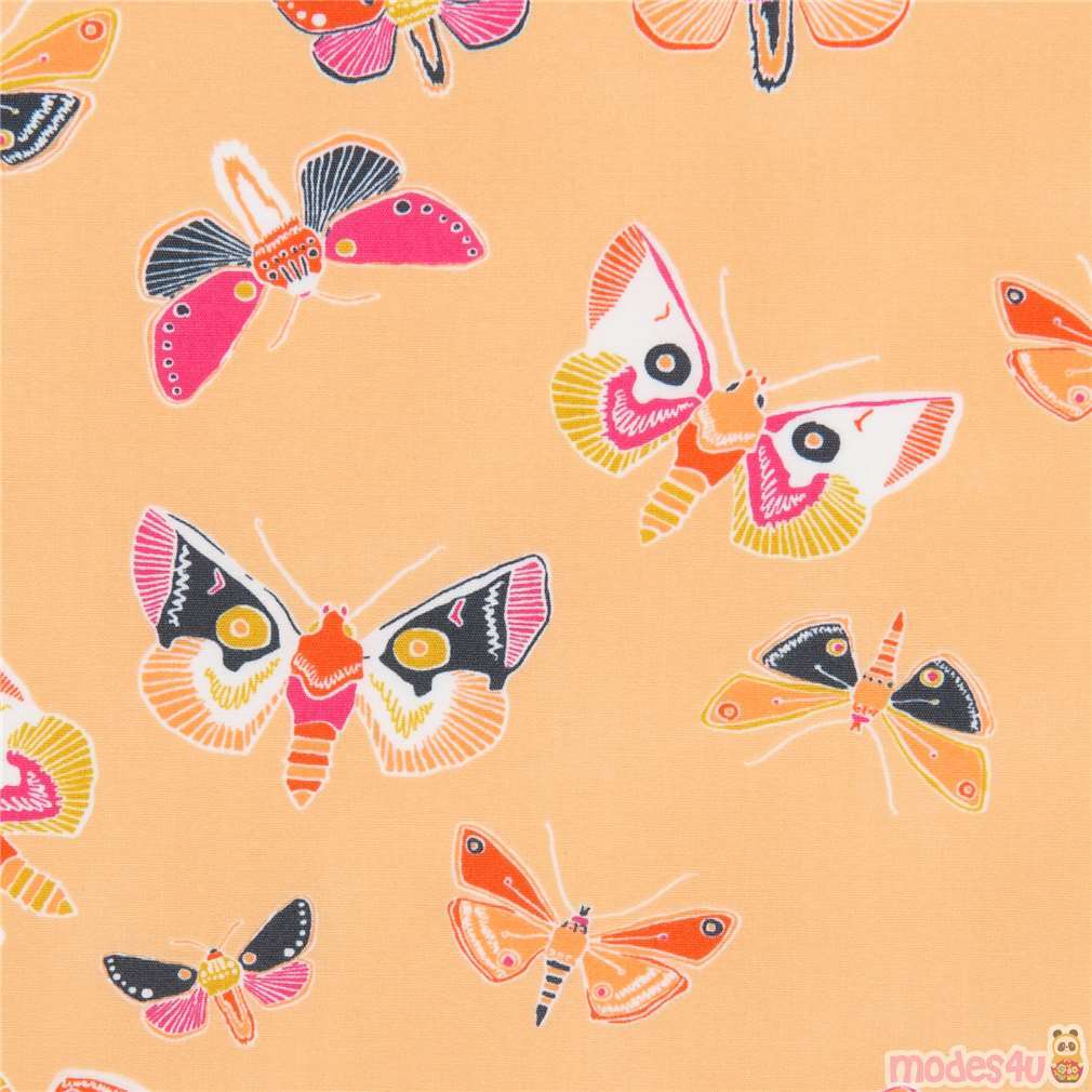 peach Art Gallery Fabrics moth pattern Fabric by Japanese Indie - modes4u