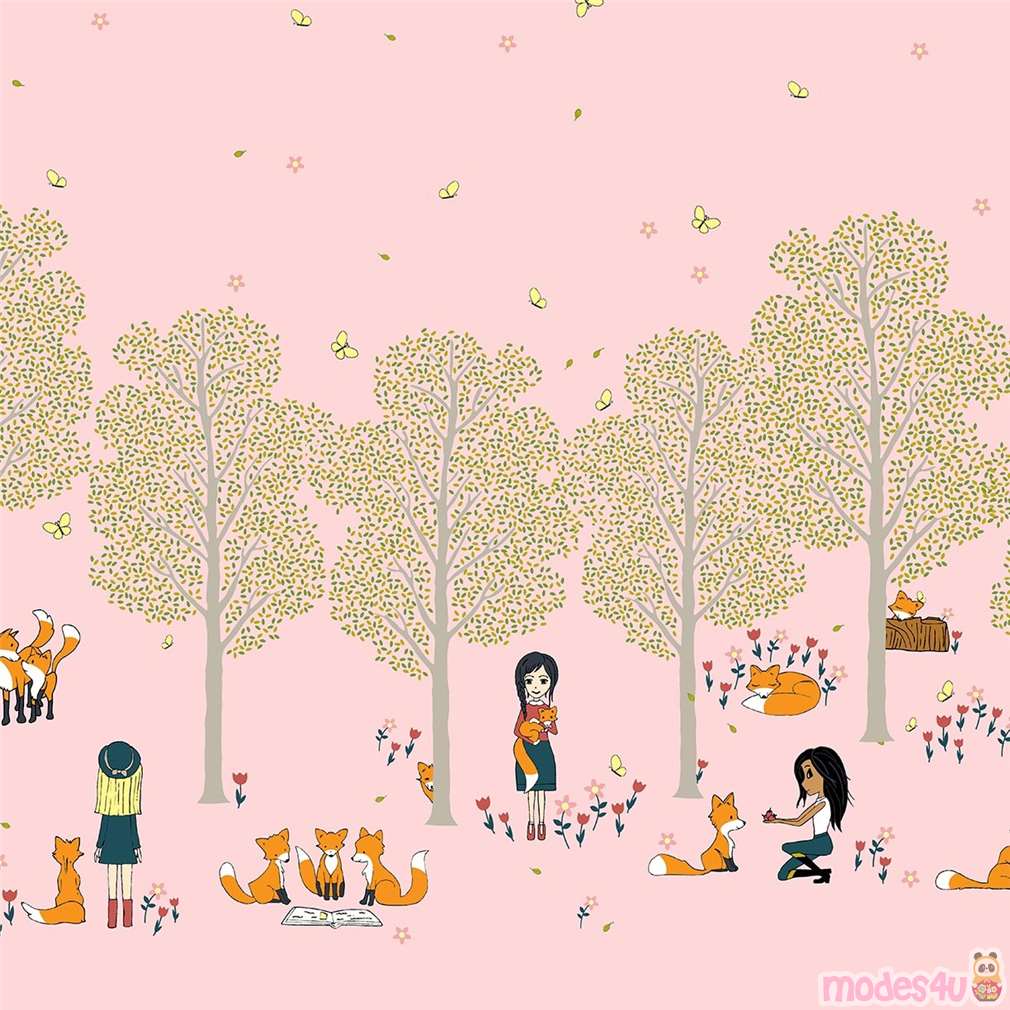 peach Fox Curiosity double border fabric by Michael Miller Fabric by ...