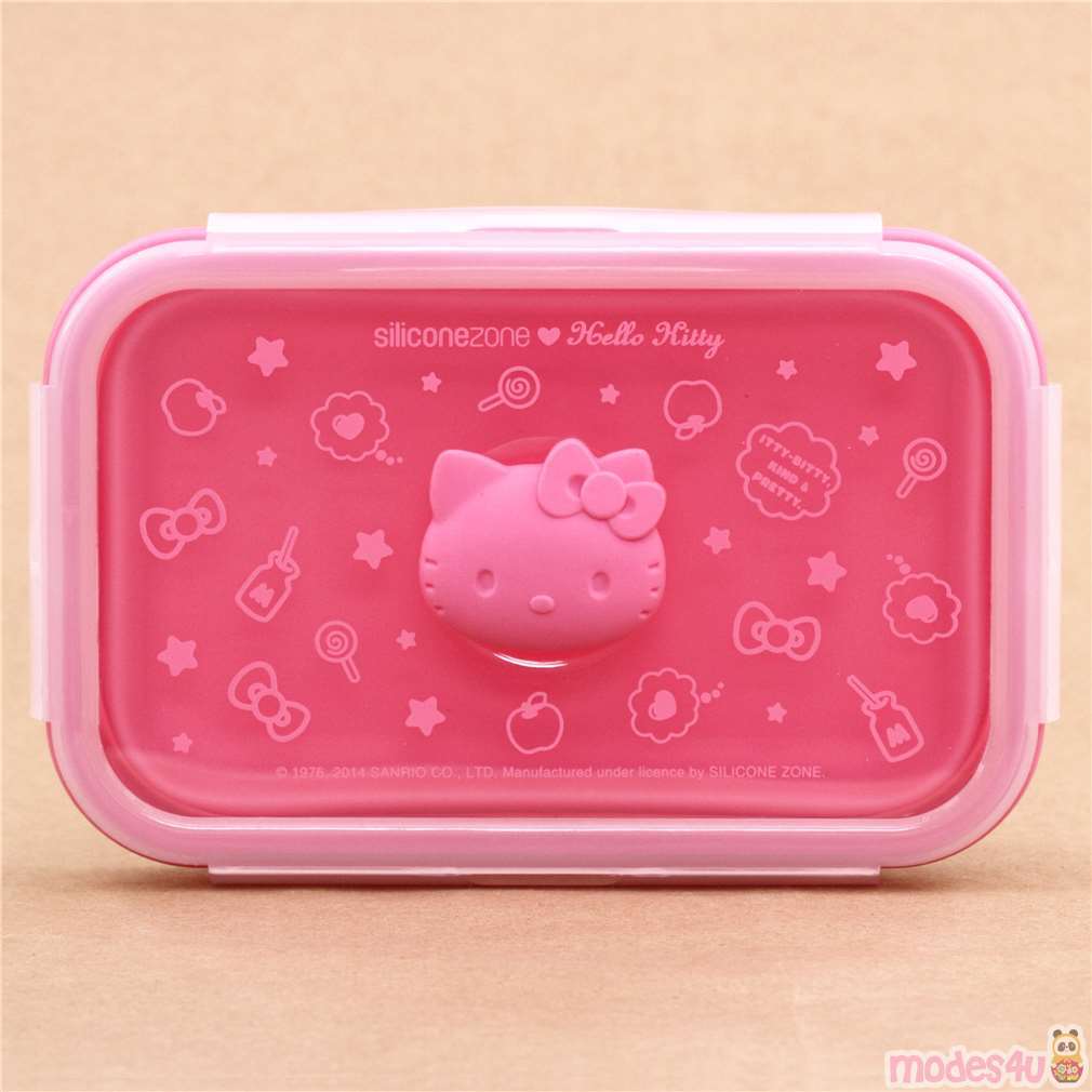 pink Hello Kitty collapsible silicone food container bento box - modeS4u