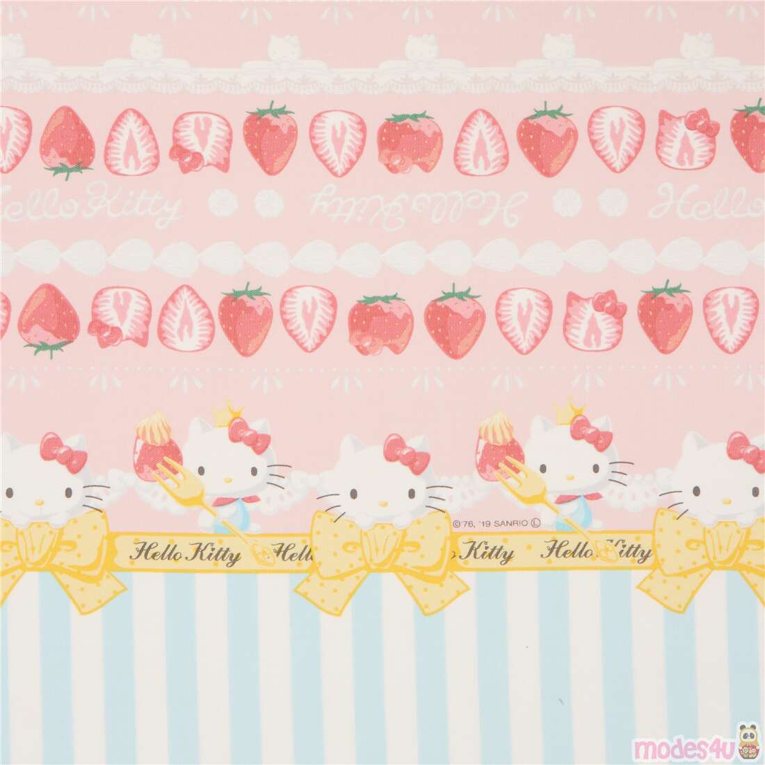 Remnant (46 x 107 cm) - pink Hello Kitty striped strawberry laminate ...