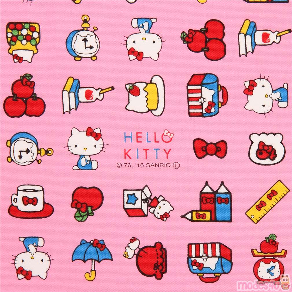 pink Hello Kitty umbrella ruler mug item oxford fabric Fabric by Sanrio ...