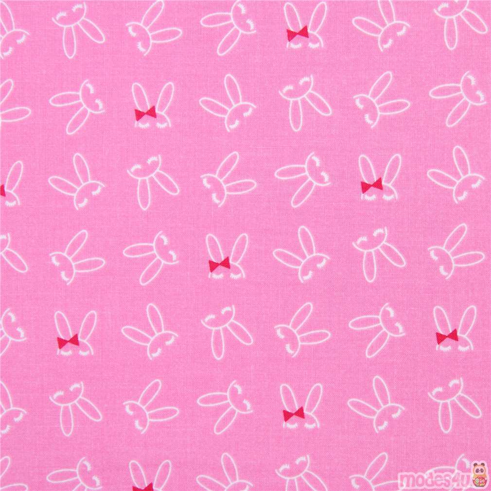 pink Michael Miller fabric white rabbit Bowtie Bunny Fabric by Michael ...