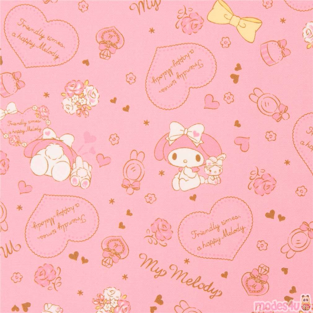 pink My Melody rabbit heart flower bow oxford fabric - modeS4u Kawaii Shop