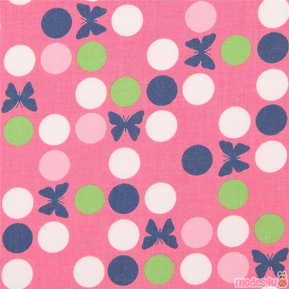 pink cute dot butterfly fabric Michael Miller fabric Circles Around ...