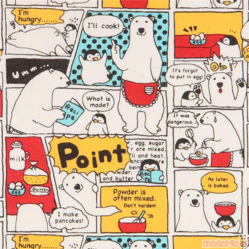 Polar Bear Comic Knit Fabric Fabric By Japanese Indie Modes4u