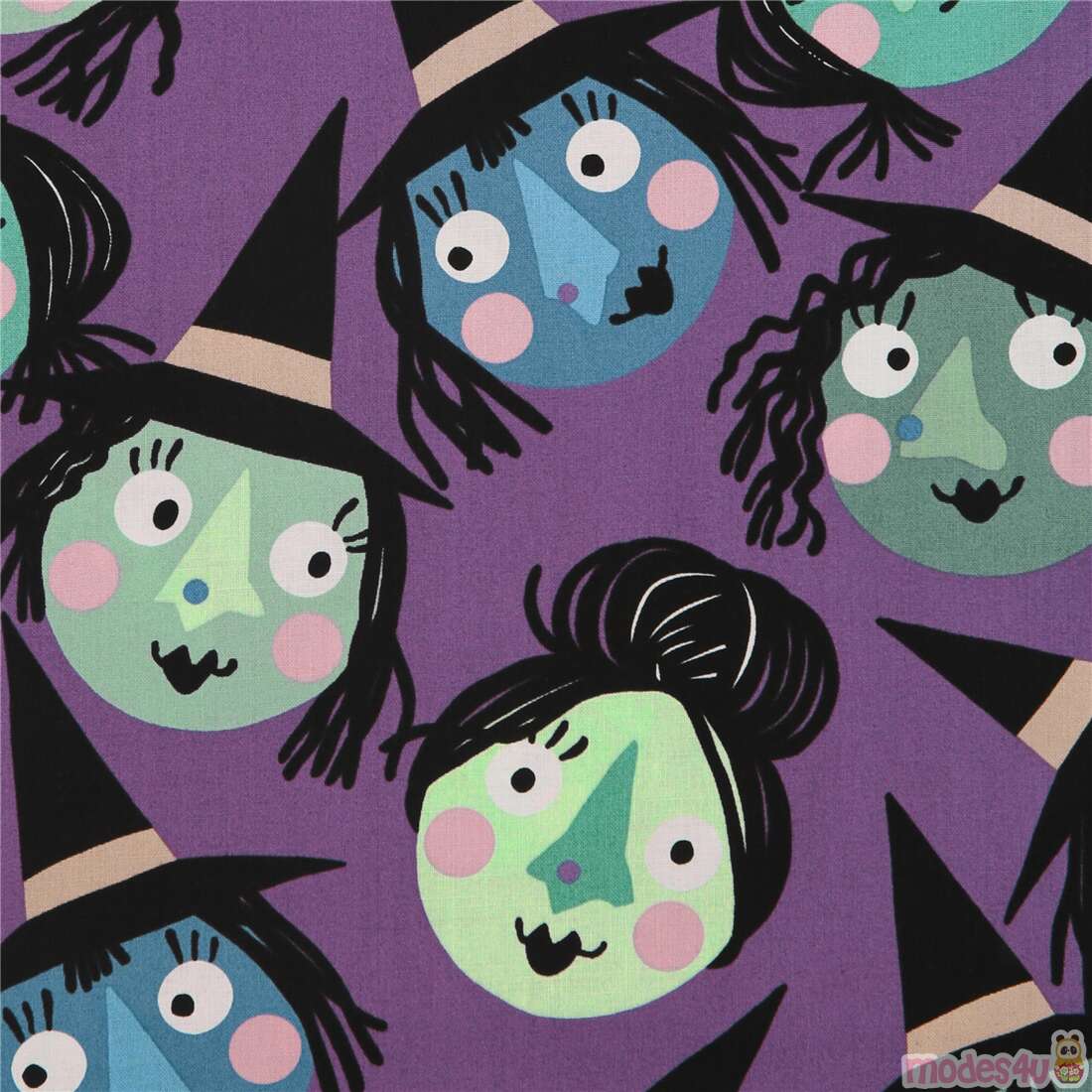purple Alexander Henry Halloween fabric with witches Fabric by ...