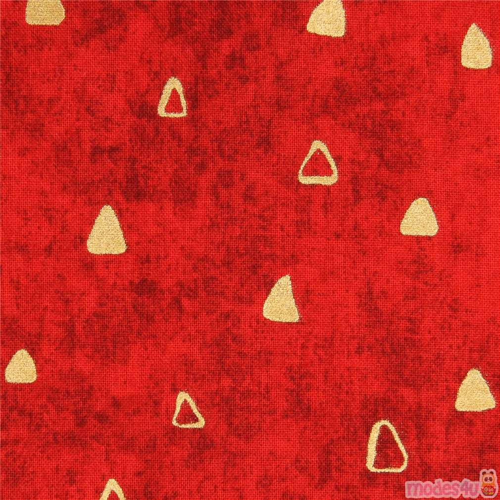 Remnant (19 x 112 cm) - red triangle gold metallic fabric Robert ...