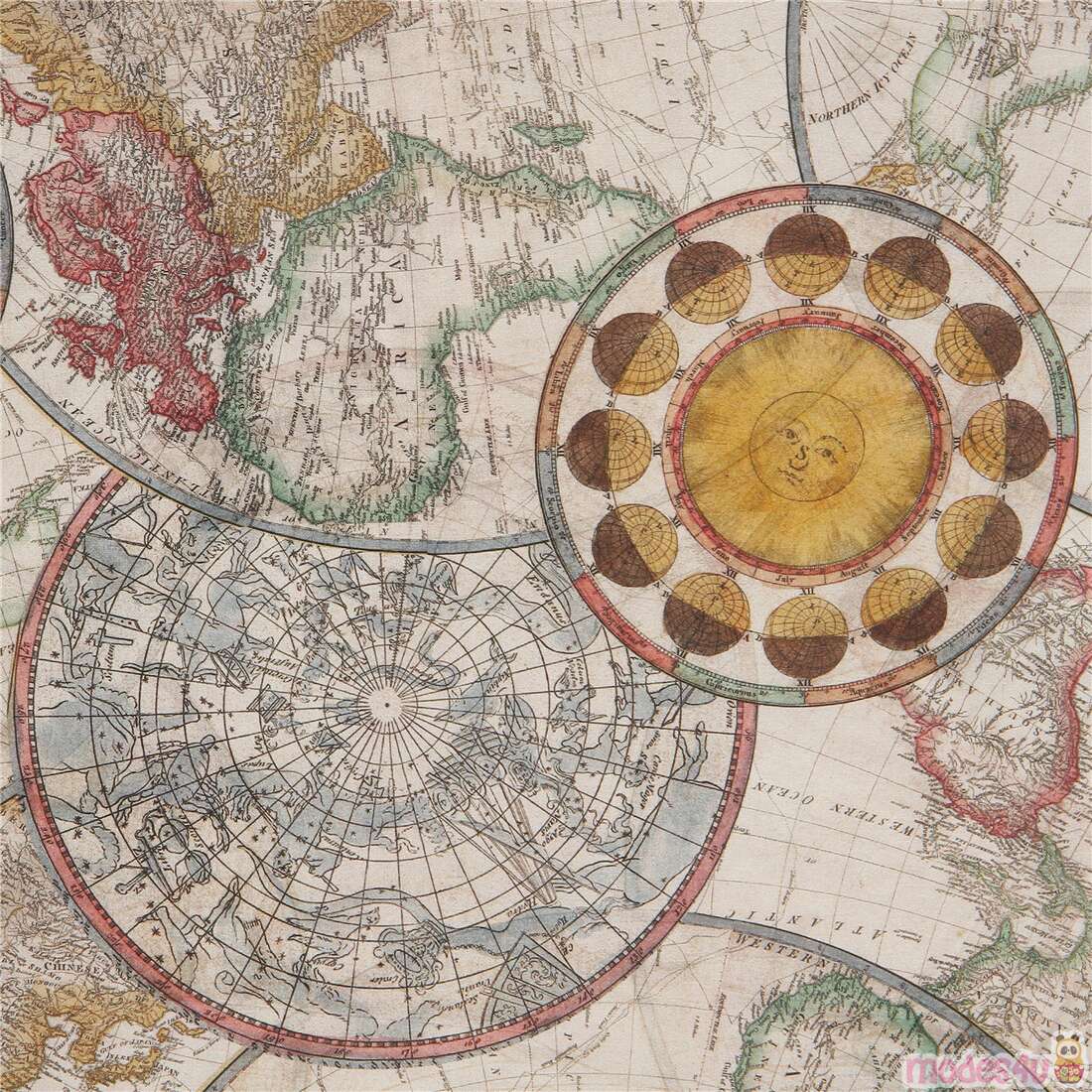 retro atlas world map fabric by Robert Kaufman Fabric by Robert Kaufman ...