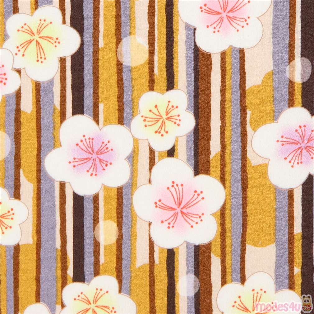 sakura flower amunzen fabric with stripes Fabric by Japanese Indie ...