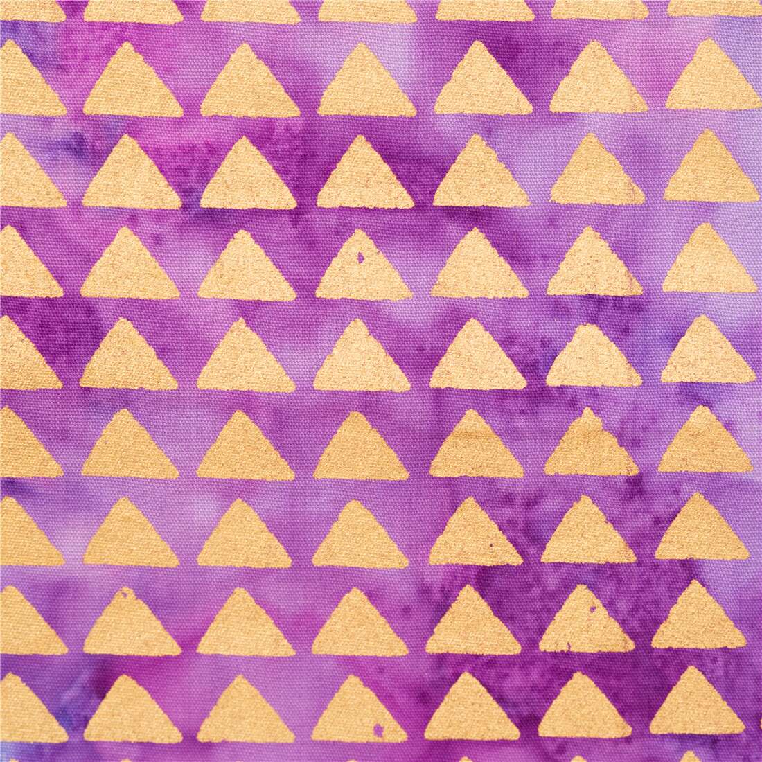 Batik Tie Dye Metalic Gold Triangles Purple Blue Pink Fabric by Michael ...