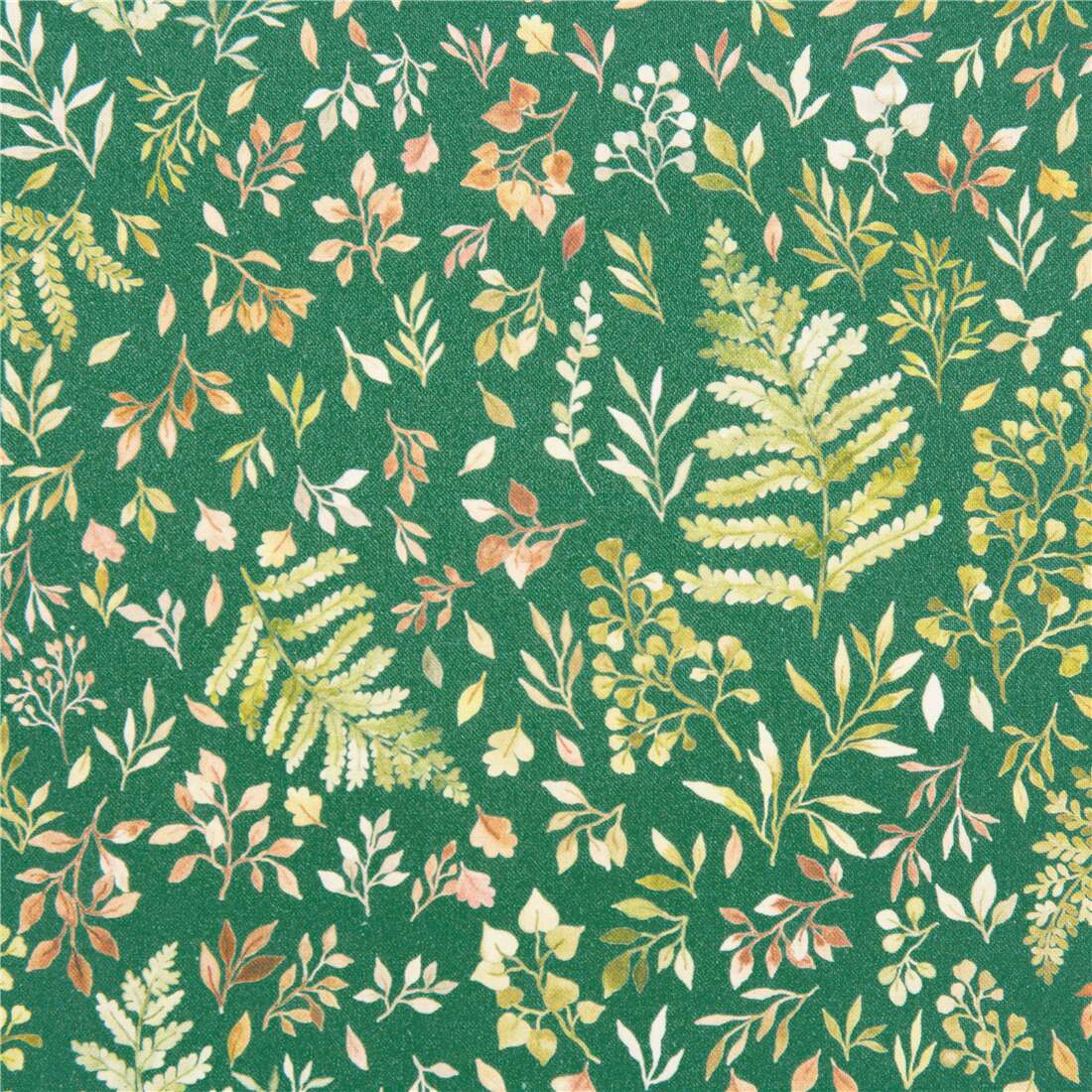 Little Fawn and Friends Green Fern Leaves Fabric by Dear Stella - modes4u