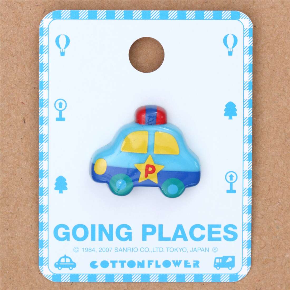 single blue police car button 1 piece - modes4u