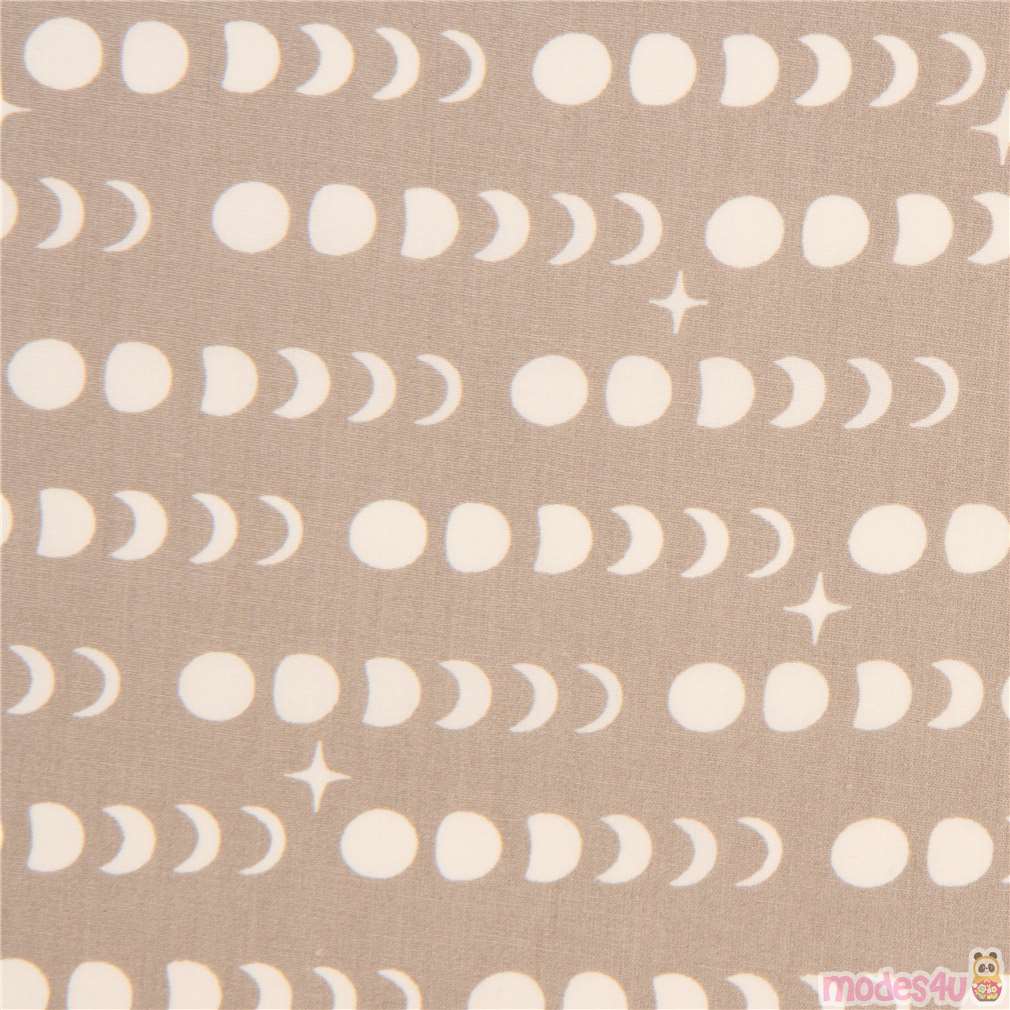 taupe with circle moon phase fabric by birch from the USA Fabric by ...