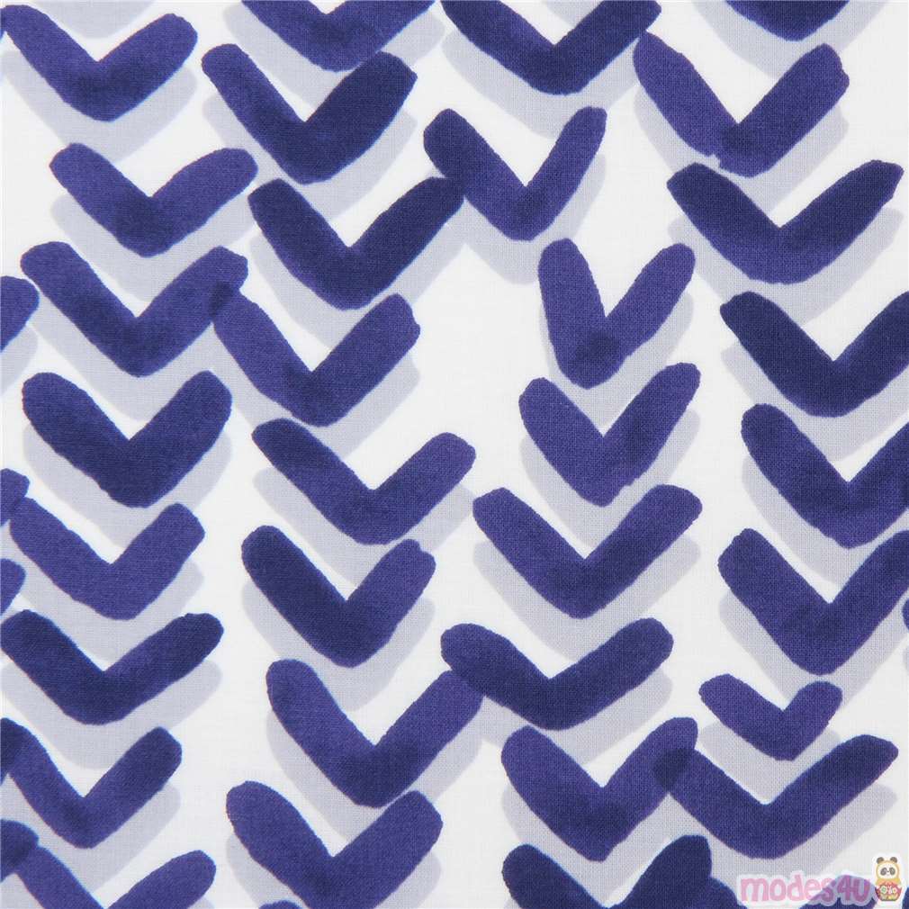 triangle shape dark blue Kokka lawn fabric white Fabric by Kokka - modes4u