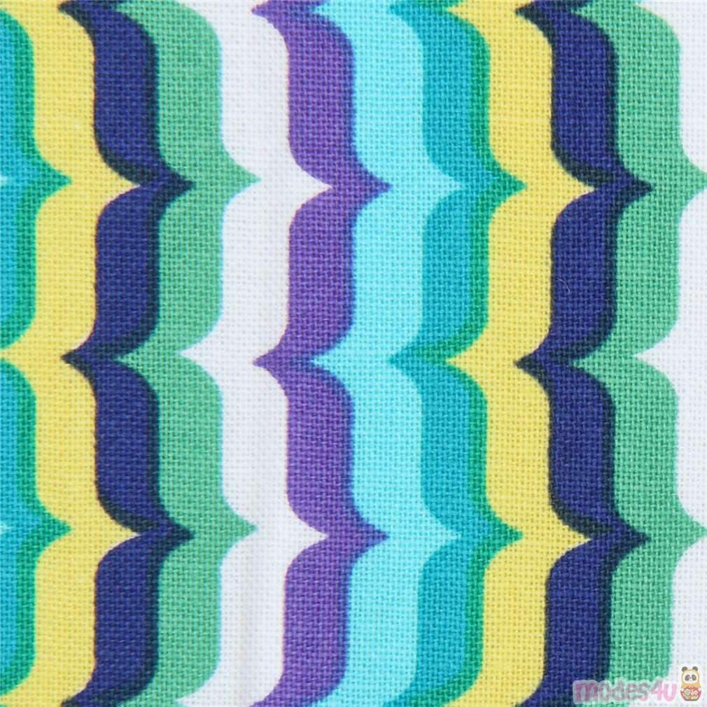 turquoise navy blue green Michael Miller fabric colorful Bracket Stripe ...