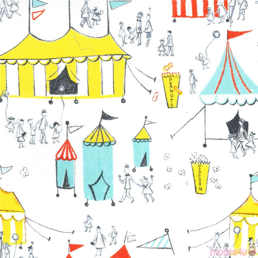 white Michael Miller fabric circus tent Carnival Fun - modeS4u