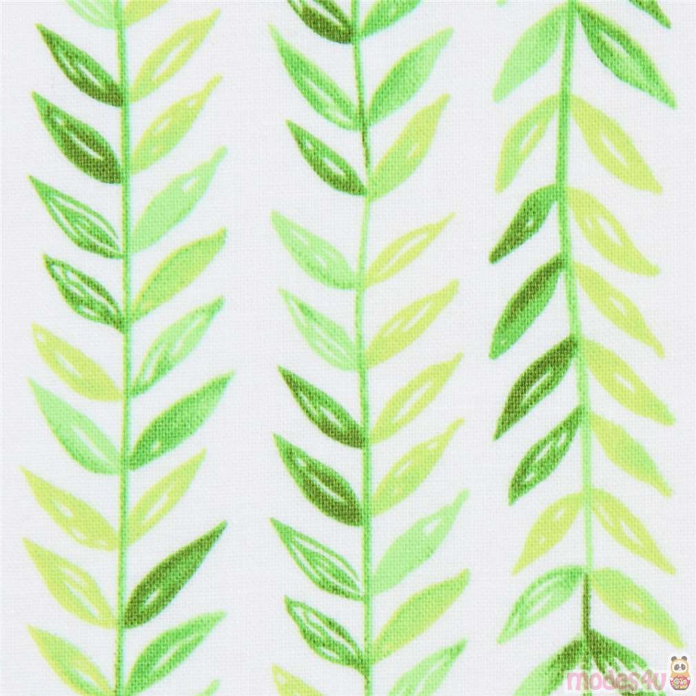 white Michael Miller fabric green leaf stripe Tresse Fabric by Michael ...