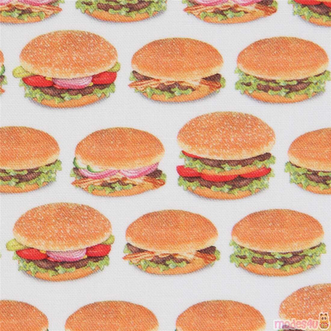white Robert Kaufman small hamburger fabric Fabric by Robert Kaufman ...
