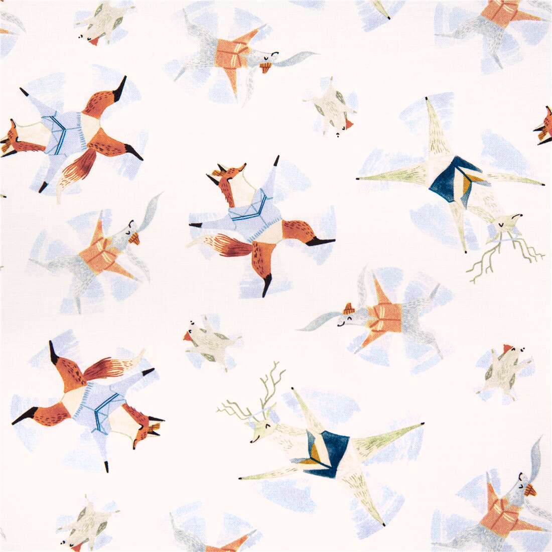 Snow Angels Forest Creatures Vintage Fox Deer Fabric by Dear Stella ...
