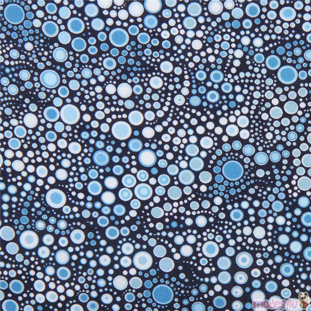 white blue circle dot bubble fabric Robert Kaufman Effervescence ...