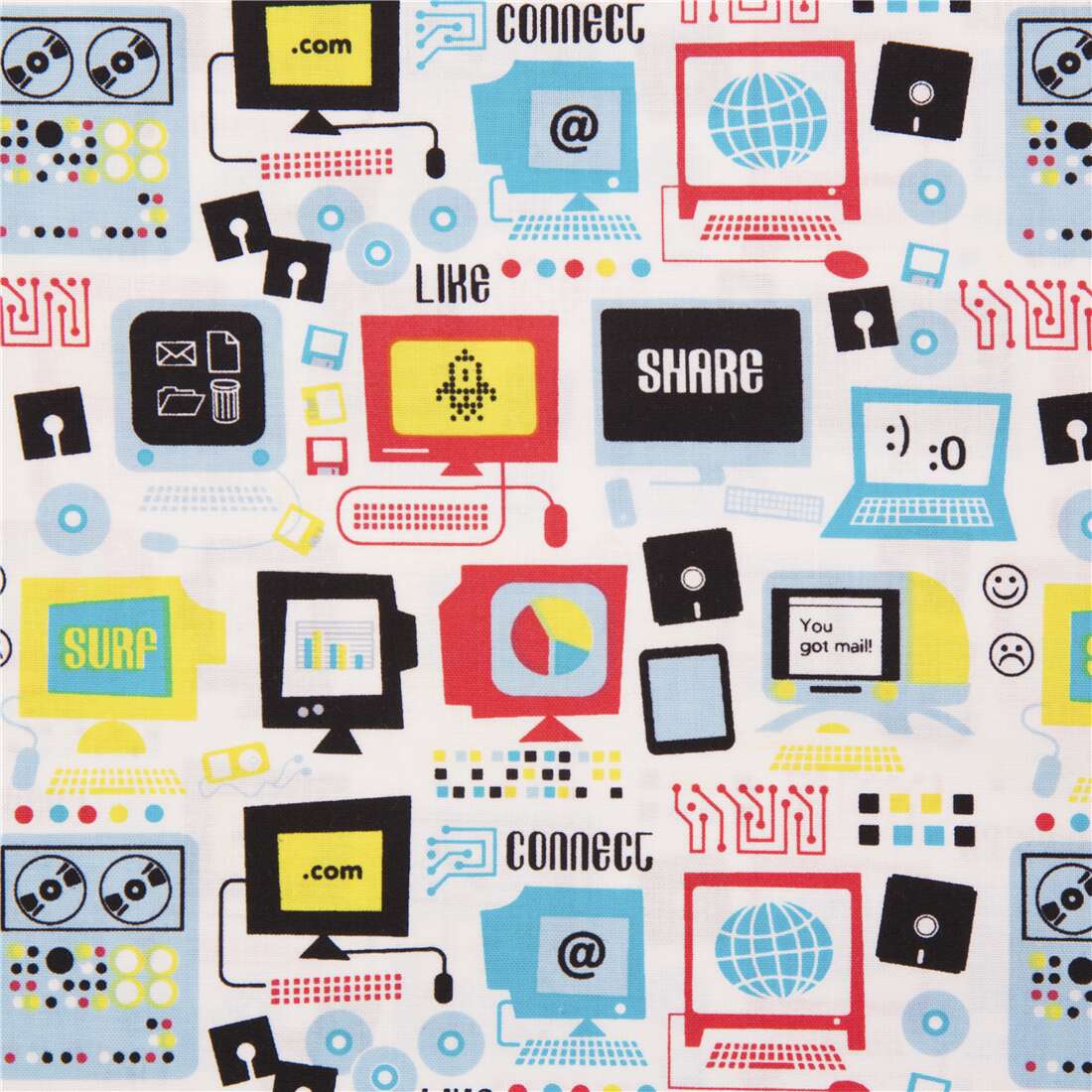 Retro Computer Technology Science Fabric by Michael Miller - modes4u
