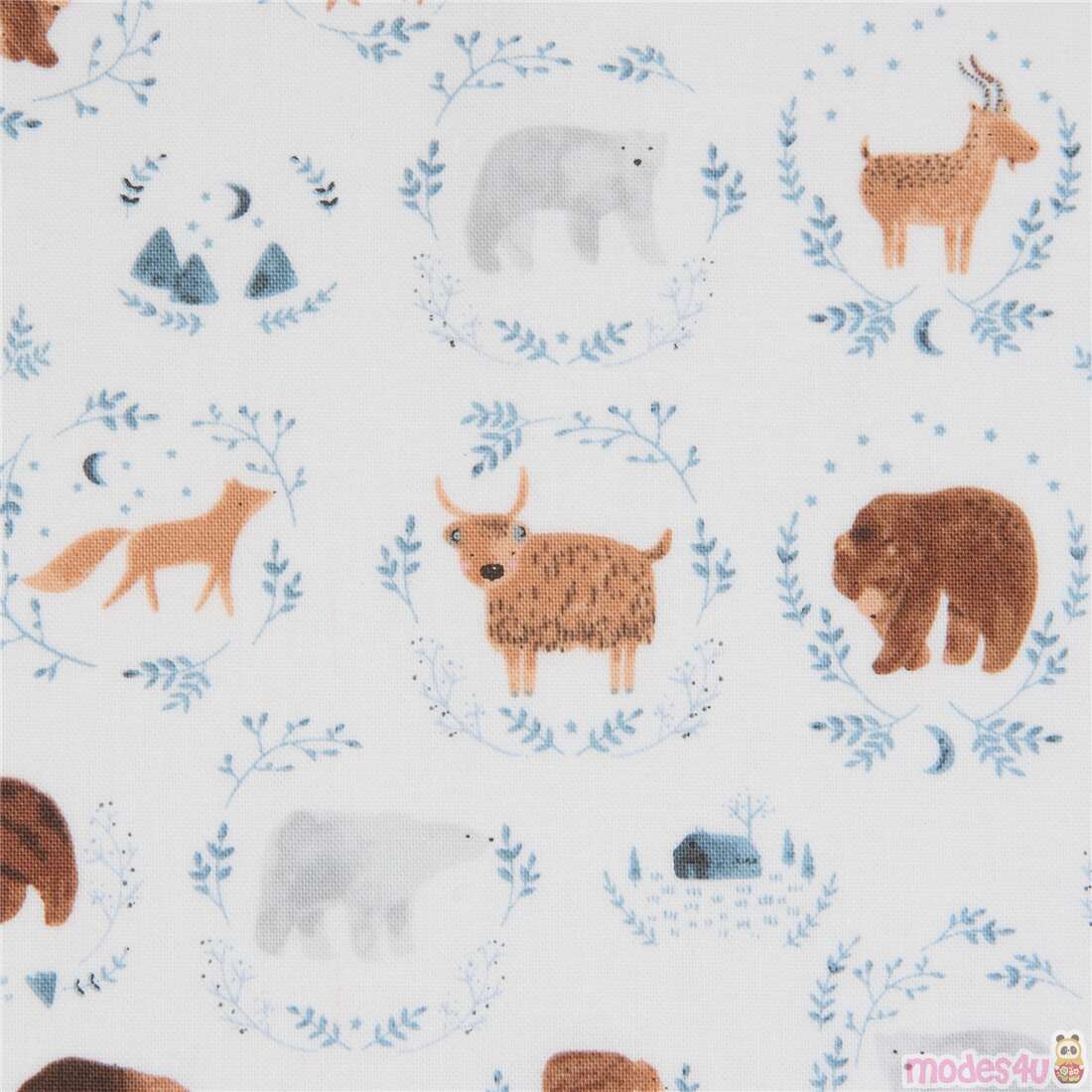 white fabric with wild animals by Dear Stella Fabric by Timeless ...