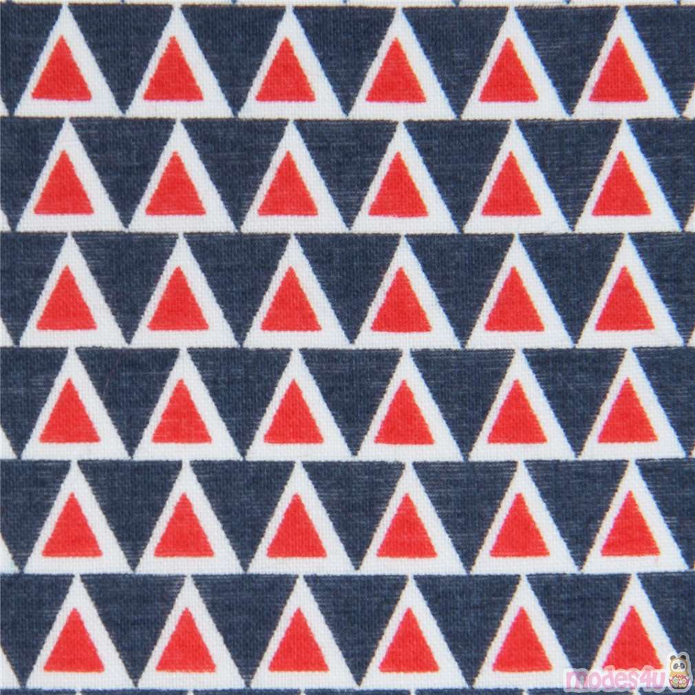 white red navy blue triangle Lawn organic fabric monaluna USA Fabric by ...