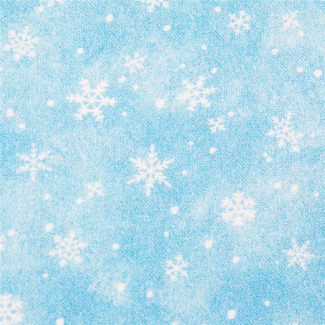 white snowflakes on light blue cotton fabric winter themed Michael ...