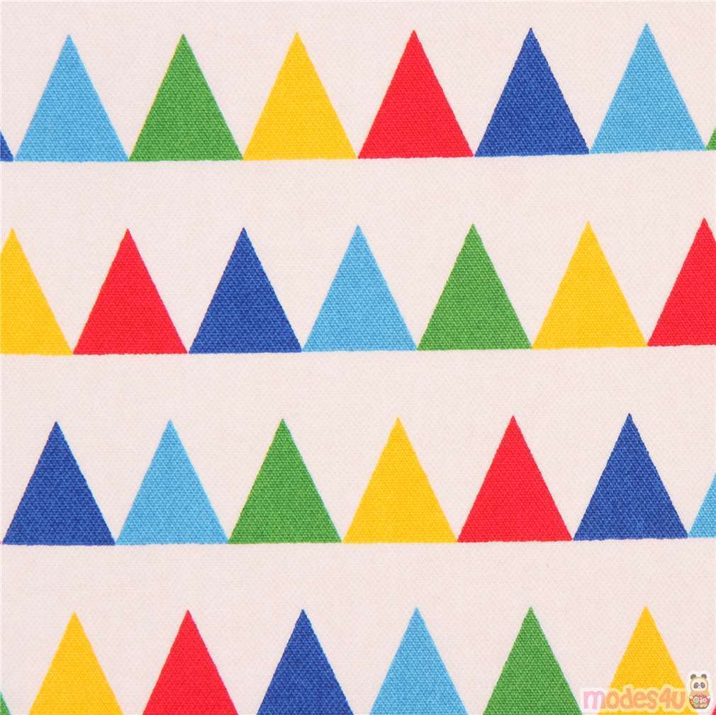 off-white with colorful triangle oxford fabric from Japan Fabric by ...
