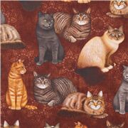 dark red structured Lucky Cats fabric from Japan - modeS4u