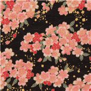 Cream cotton fabric with multi colour sakura metallic detailing from ...