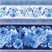 Timeless Treasures navy blue fabric rose and flower bunch - modeS4u