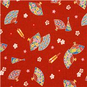 Japanese Flowers Kokka Fabric from Japan red - modeS4u