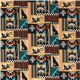 Native American designs animals patchwork brown blue orange Fabric by ...