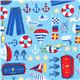 blue Timeless Treasures anchor maritime sailor fabric USA - modeS4u