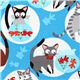blue Timeless Treasures cat animal fabric fishbowl Fabric by Timeless ...