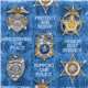 blue fabric with police badge text Quilting Treasures Fabric by ...