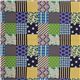 blue-green-black Patchwork piece echino laminate fabric - modeS4u