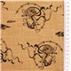 brown muraito Japanese fabric with yokai monster and clouds Fabric by ...