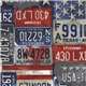 fabric with red grey blue license plate by Timeless Treasures Fabric by ...