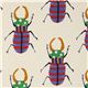 off-white stag beetle canvas animal fabric by Kokka insect - modeS4u