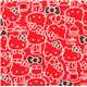 red with white Hello Kitty outline dark taupe bow oxford fabric Fabric ...