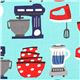 turquoise kitchen utensil fabric by Robert Kaufman USA Fabric by Robert ...