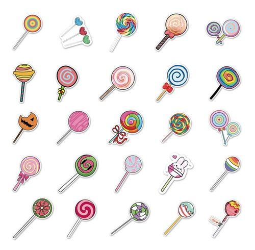 50 pcs unique lollipops sweets sticker designs confectionery diecut ...
