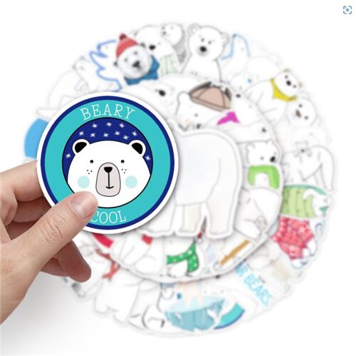 50 unique polar bear designs Arctic life diecut sticker pack - modes4u