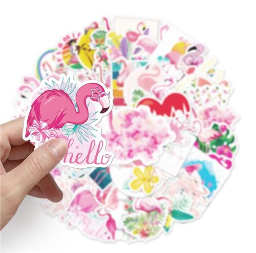 50 unique stickers per pack cute flamingo bird theme - modes4u