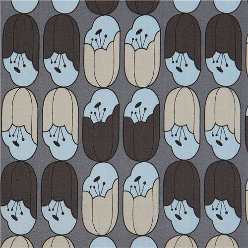 Alexander Henry fabric in grey flower bulb fabric Fabric by Alexander ...