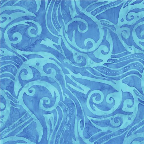 Batik Timeless Treasures fabric blue wave scrolling swirl Fabric by ...